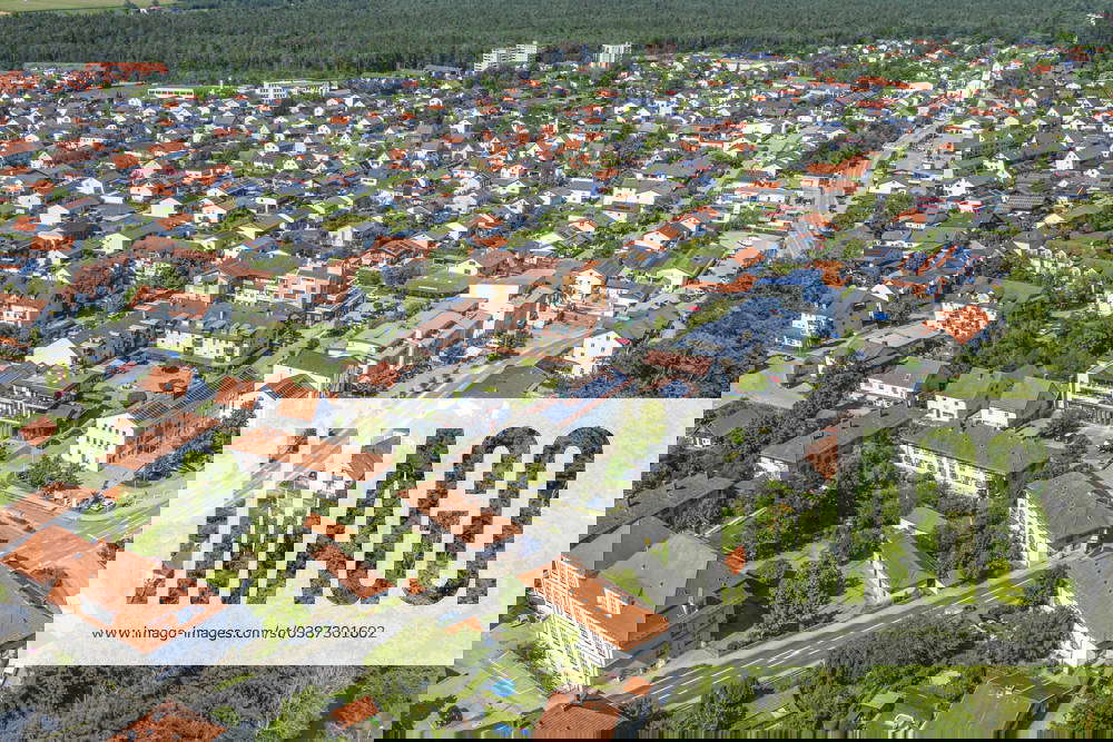 View of the municipality of Garching an der Alz in Upper Bavaria ...