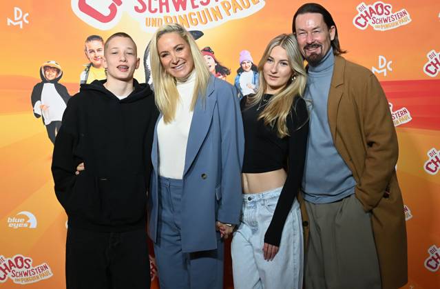 Janine Kunze with son Luiz Fritz, daughter Lola Budach attends the ...