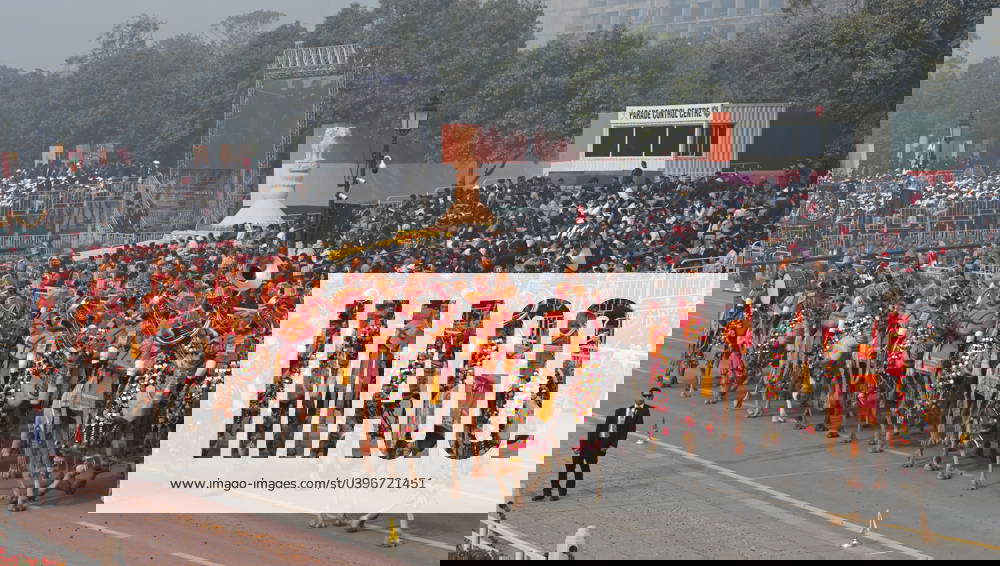 NEW DELHI, INDIA JANUARY 26: BSF Camel Band Contingent march during the 75th Republic Day Parade