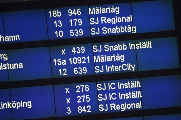 STOCKHOLM 20240129 Warning signs at Stockholms central station, as a ...
