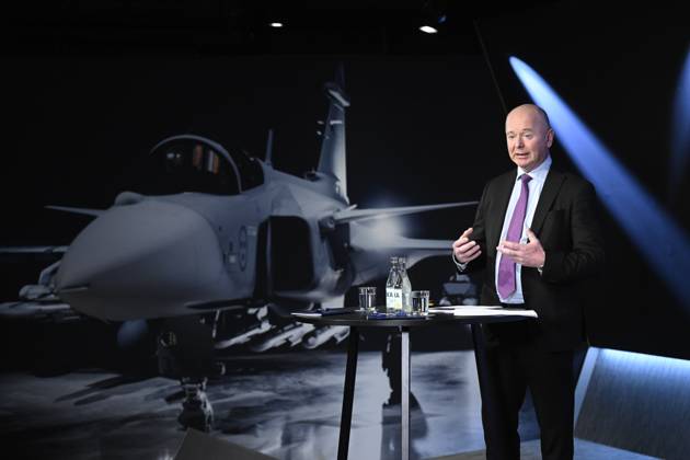 Swedish defense and security company Saab CEO Micael Johansson during ...