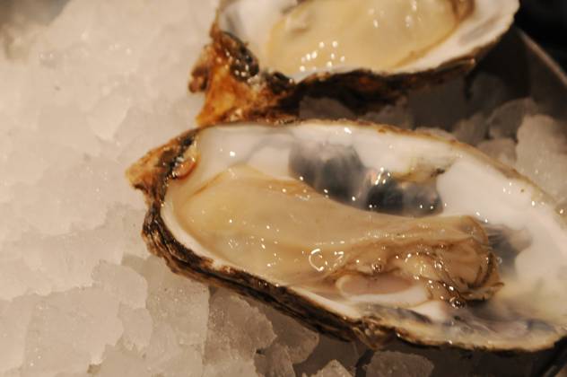 Copenhagen, Denmark 09 February 2024 Oyster &.Sea food dish are on sale ...