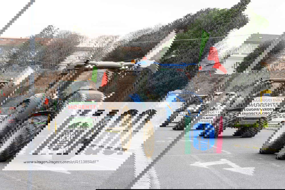 Rome, Italy: View of the Italian farmer s tractor passing through the ...