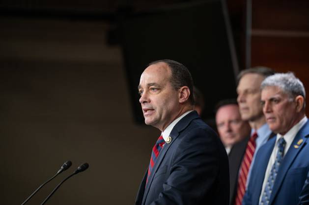 United States Representative Bob Good at a press conference with the ...