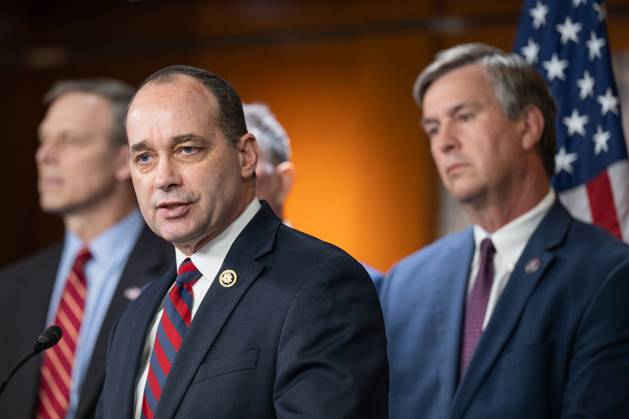 United States Representative Bob Good at a press conference with the ...