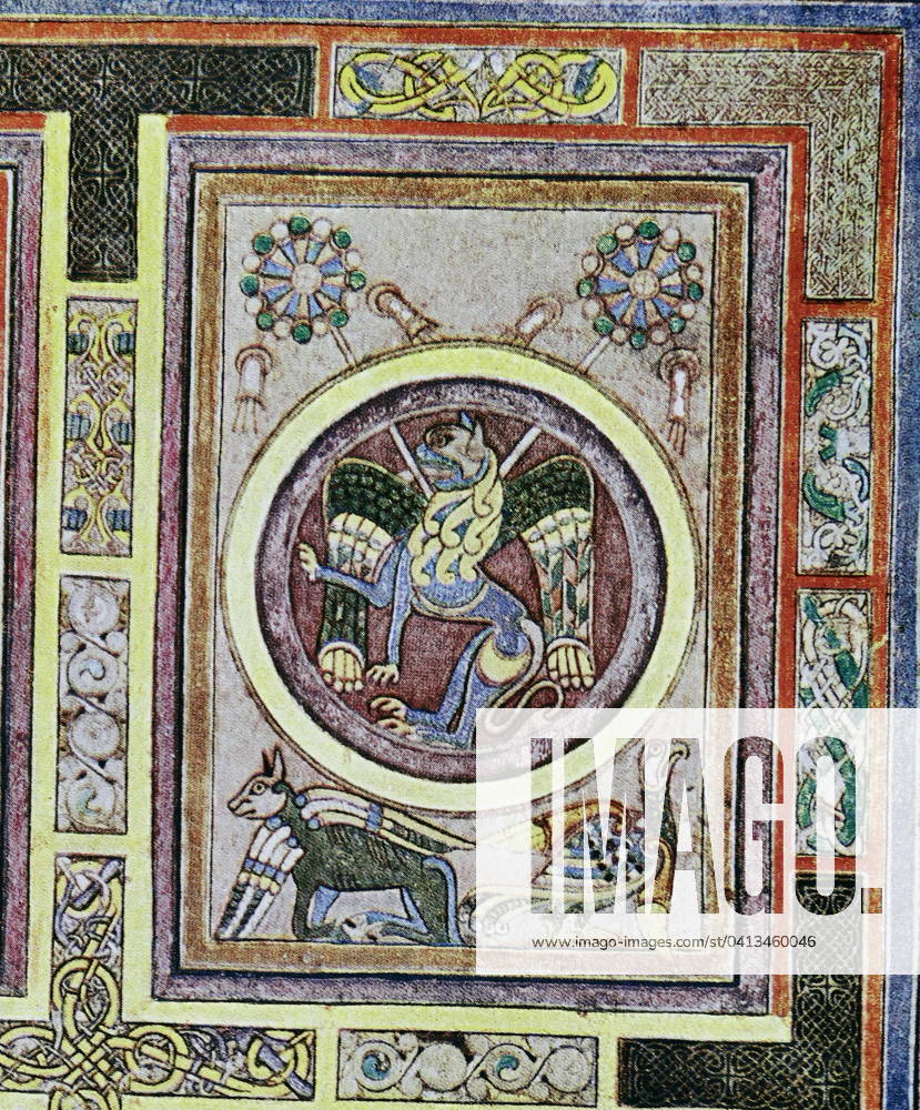 Evangelical Symbol, Fol. 129 V, from the Book of Kells. The Book of ...
