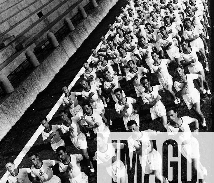 Athletes of the Fascist Academy during a track event at the Foro ...