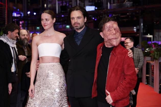 Renate Reinsve, Sebastian Stan and Adam Pearson at the premiere of the feature film A Different Man