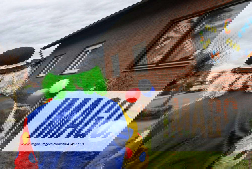 Rheinischer Frohsinn a clown on the road in Merzenich in the