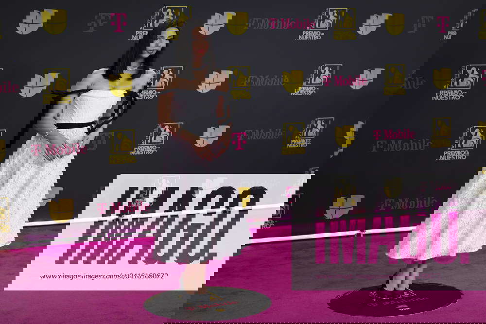 Mexican-born American singer Angela Aguila poses on the carpet upon her ...