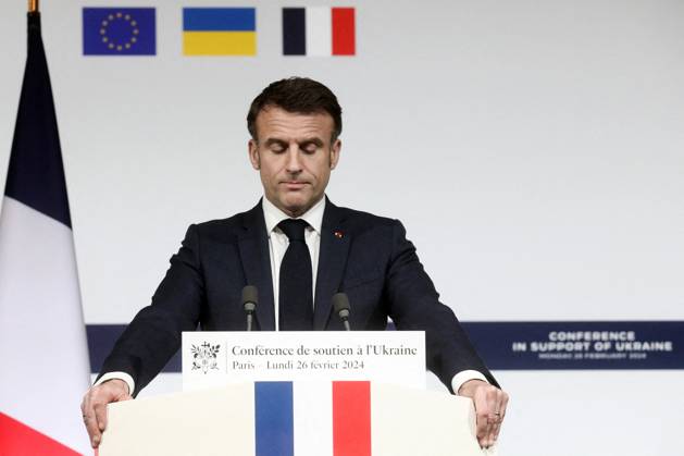 Macron Says Sending Troops To Ukraine Cannot Be Ruled Out Paris President Emmanuel Macron Holds A