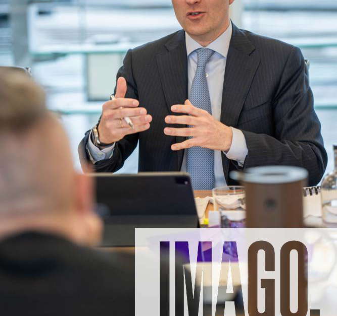 Co-CEO of Ackermans & Van Haaren John-Eric Bertrand gestures during a ...