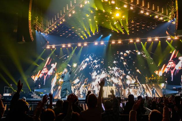 Latino singer and songwriting artist, Ricky Martin, performs on stage ...