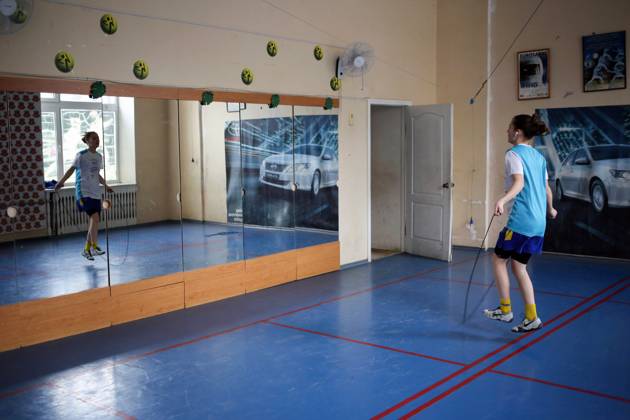 March 2, 2024, Odessa, Ukraine: A young girl skips a rope during ...