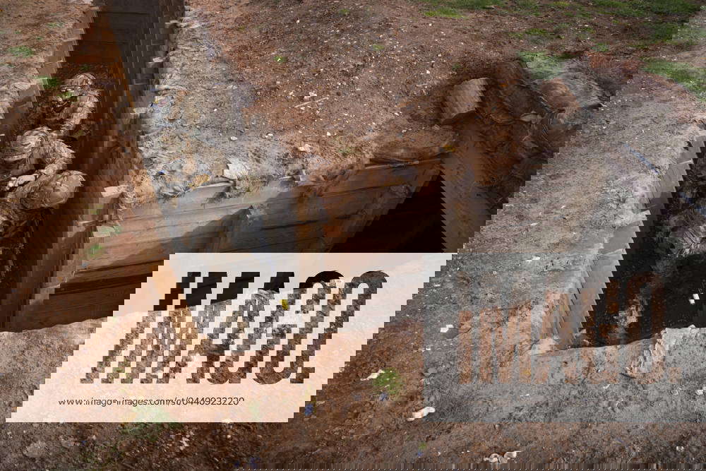 Ukrainian recruits train in clearing an enemy trench, during their five ...