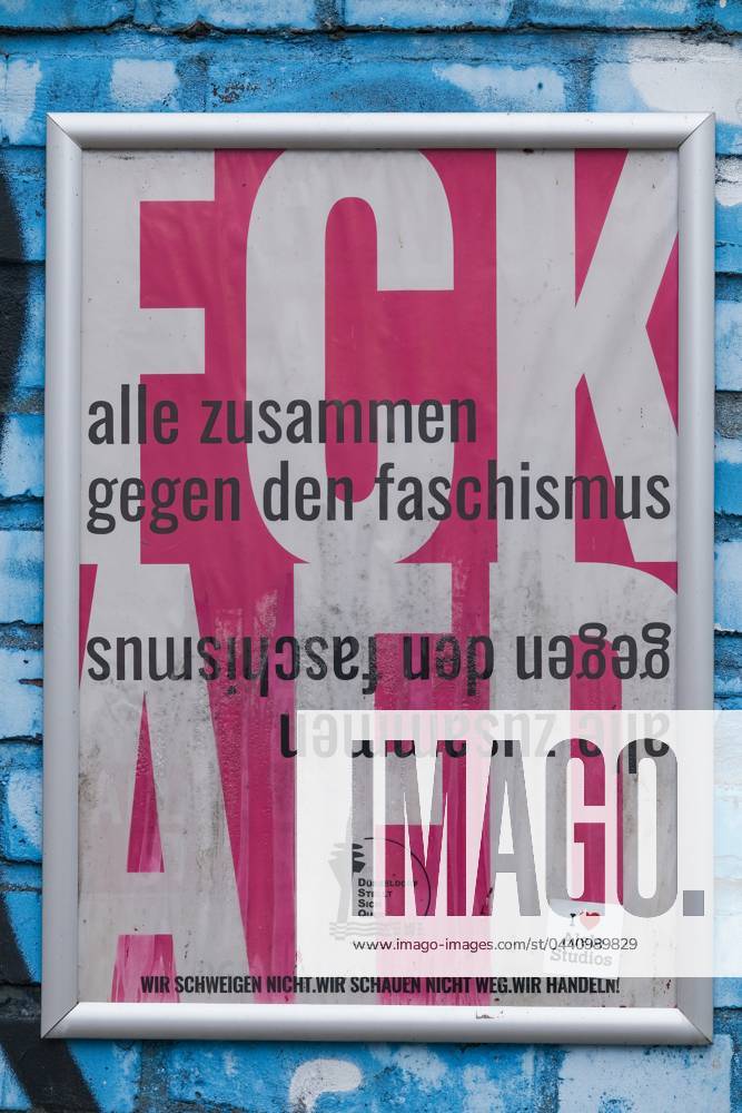 Düsseldorf 17 03 2024 Anti AFD poster FCK against fascism racism ...