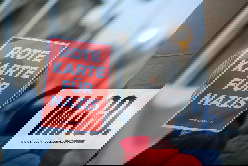 Coburg, Germany: An anti-Nazi placard seen during a rally. An anti-AFD ...