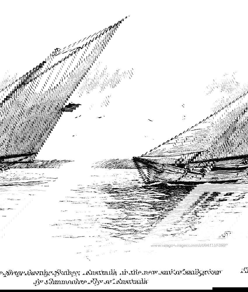 SLOCUM: SPRAY, 1896. Joshua Slocum and the Spray leaving Sydney ...