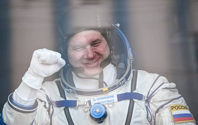KAZAKHSTAN, BAIKONUR - : Roscosmos cosmonaut Oleg Novitsky of the prime ...