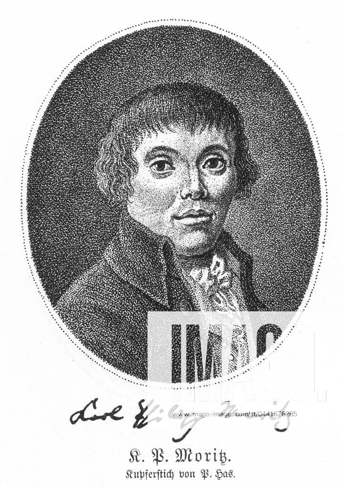 KARL PHILIPP MORITZ . German writer. Aquatint, German, 18th