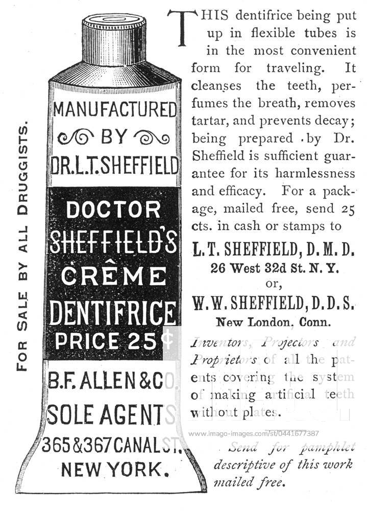 TOOTHPASTE AD, 1889. An American magazine advertisement for Doctor ...