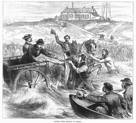 MATTHEW WEBB . English swimmer. Webb s arrival at Calais, France, on ...