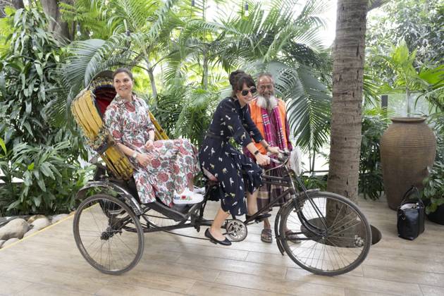 Crown Princess Victoria in a cycle rickshaw with Swedish Ambassador ...
