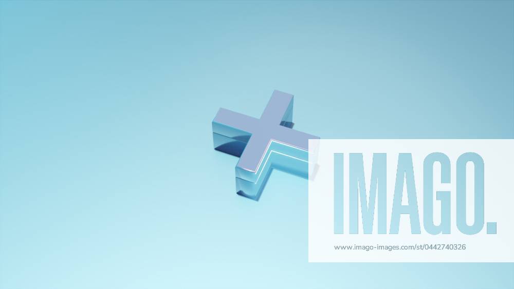 Blue plus sign Plus sign. Computer generated 3d