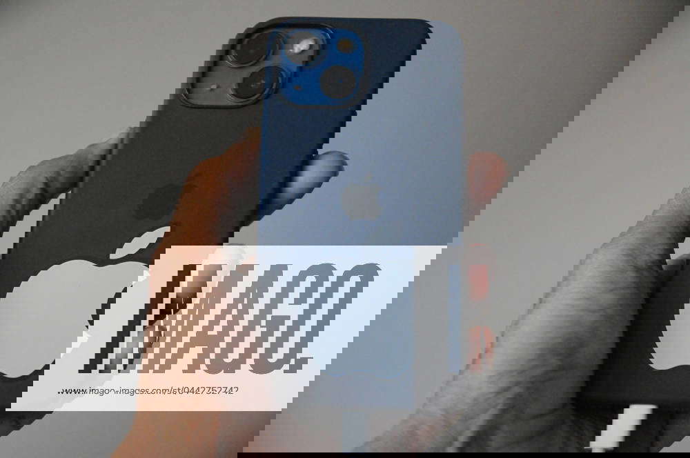 Copenhgen Denmark 29 March 2024 Apple iphone 13mini model in danish