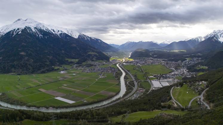 Inntal aerial photo 04042024 View of the Inntal valley in Austria in ...