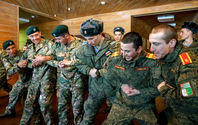 RUSSIA, KRASNOYARSK REGION - APRIL 9, 2024: Servicemen take part in the ...