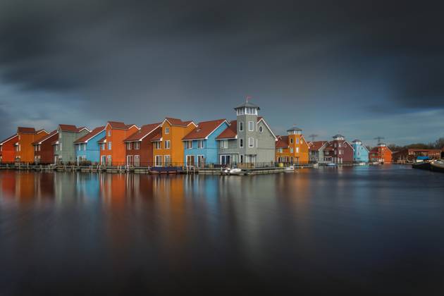 Colourful houses at Reitdiephaven, Netherlands Groningen, Groningen ...