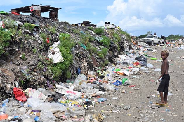 SOLOMON ISLANDS ELECTION, A child who lives on the Ranadi Landfill Site ...