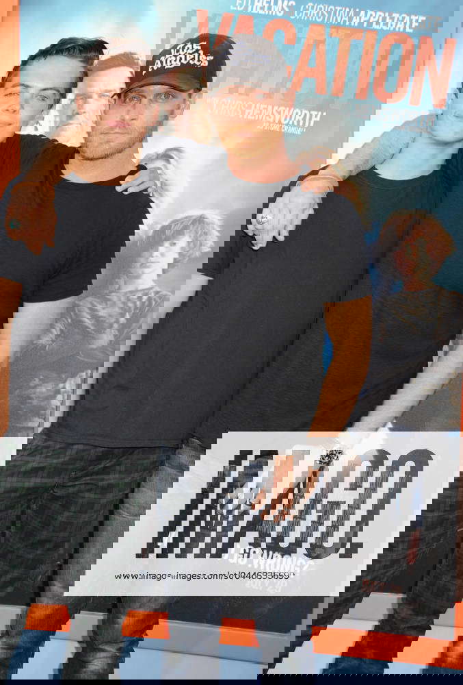 Ethan Embry and his son Cogeian Sky Embry at the premiere of Vacation at Regency Village Theatre in