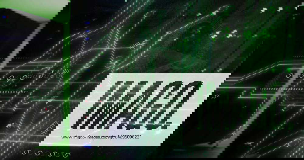 Image of computer circuit board and data processing. Global online security, computing and data