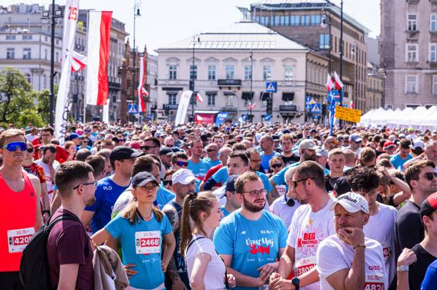 32nd Constitution Day Run in Warsaw, Poland - 3 May 2024 Runners warm ...