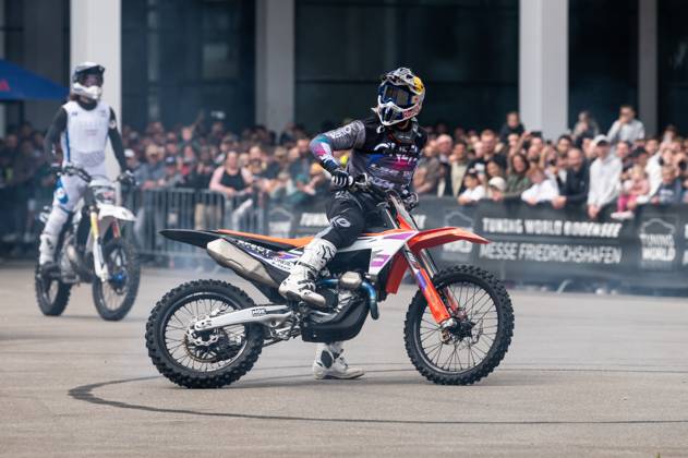 Luc Ackermann in action at an FMX show at the Tuning World Bodensee ...