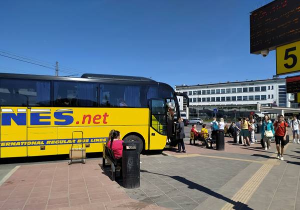 Riga bus station in the center of the capital of Latvia. Pictured ...