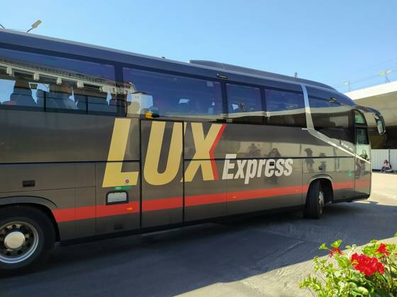Riga bus station in the center of the capital of Latvia. Pictured ...