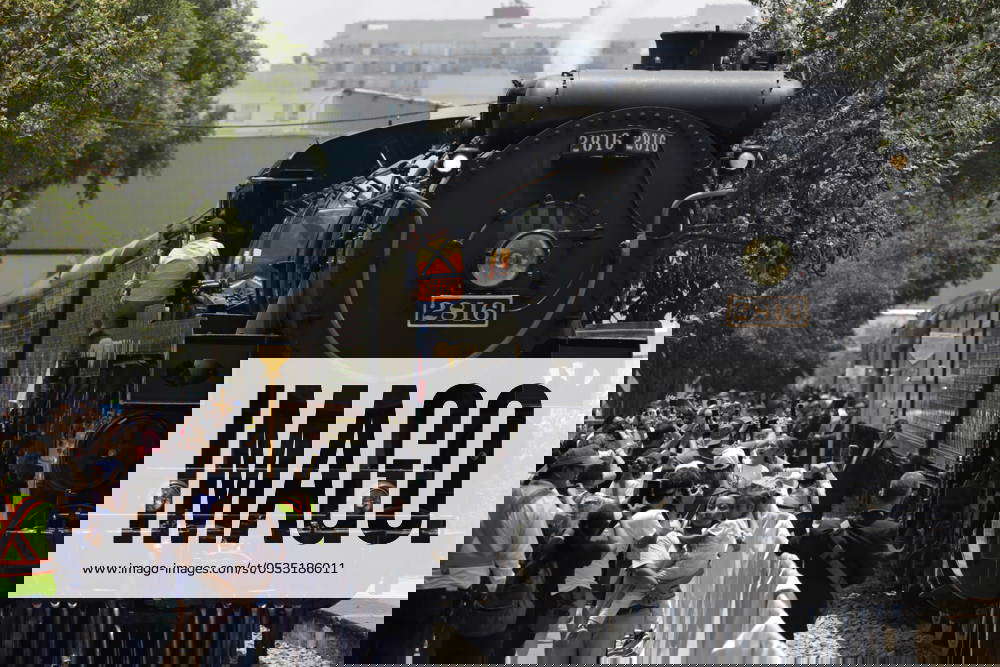 Visitors are seen next to the Empress 2816 steam locomotive that the ...