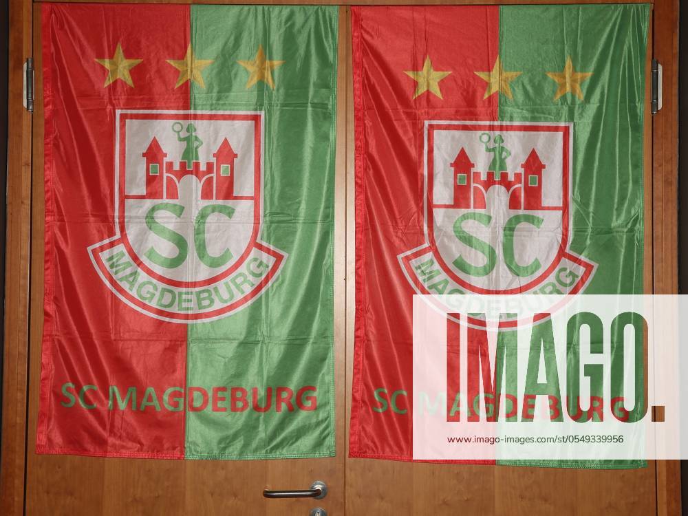 Flags SC Magdeburg at Reception through Lord Mayor Simone Borris for ...