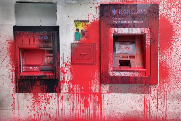 London, England, UK: The St Johns Wood branch cash machines are covered ...