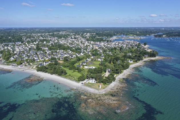 Aerial view of the coast of Loctudy, Finistere Penn ar Bed department, Brittany Breizh region