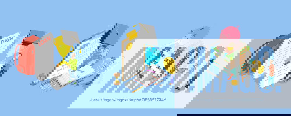 3D Isometric Flat Conceptual Illustration of Education Financing ...