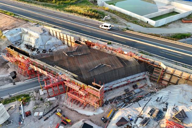 Construction site of a bridge over the highway A3 near Erlangen Bavaria ...