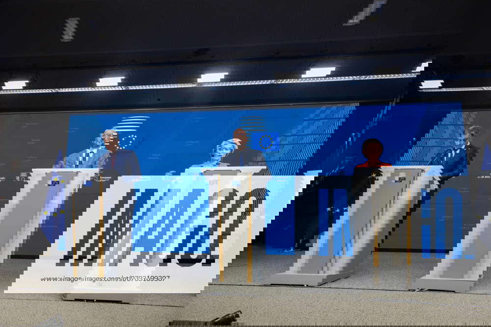 European Council Summit In Brussels President of the European Commission Ursula von der Leyen talks