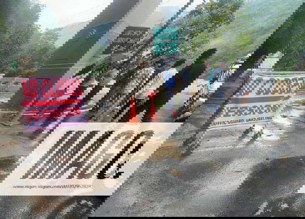 India Weather Hill Road Landslides A road closed poster is being placed ...