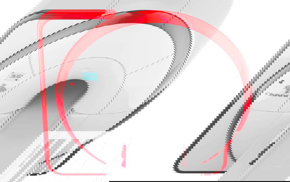 Magnetic Resonance Imaging scanner, MRI. Top view, 3D rendering ...