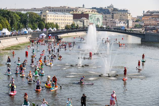 RUSSIA, MOSCOW - JULY 14, 2024: People wearing costumes take part in a ...