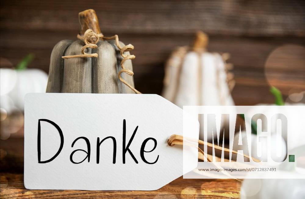Pumpkin Decoration With Label With Text Danke, Autumn Decoration With ...